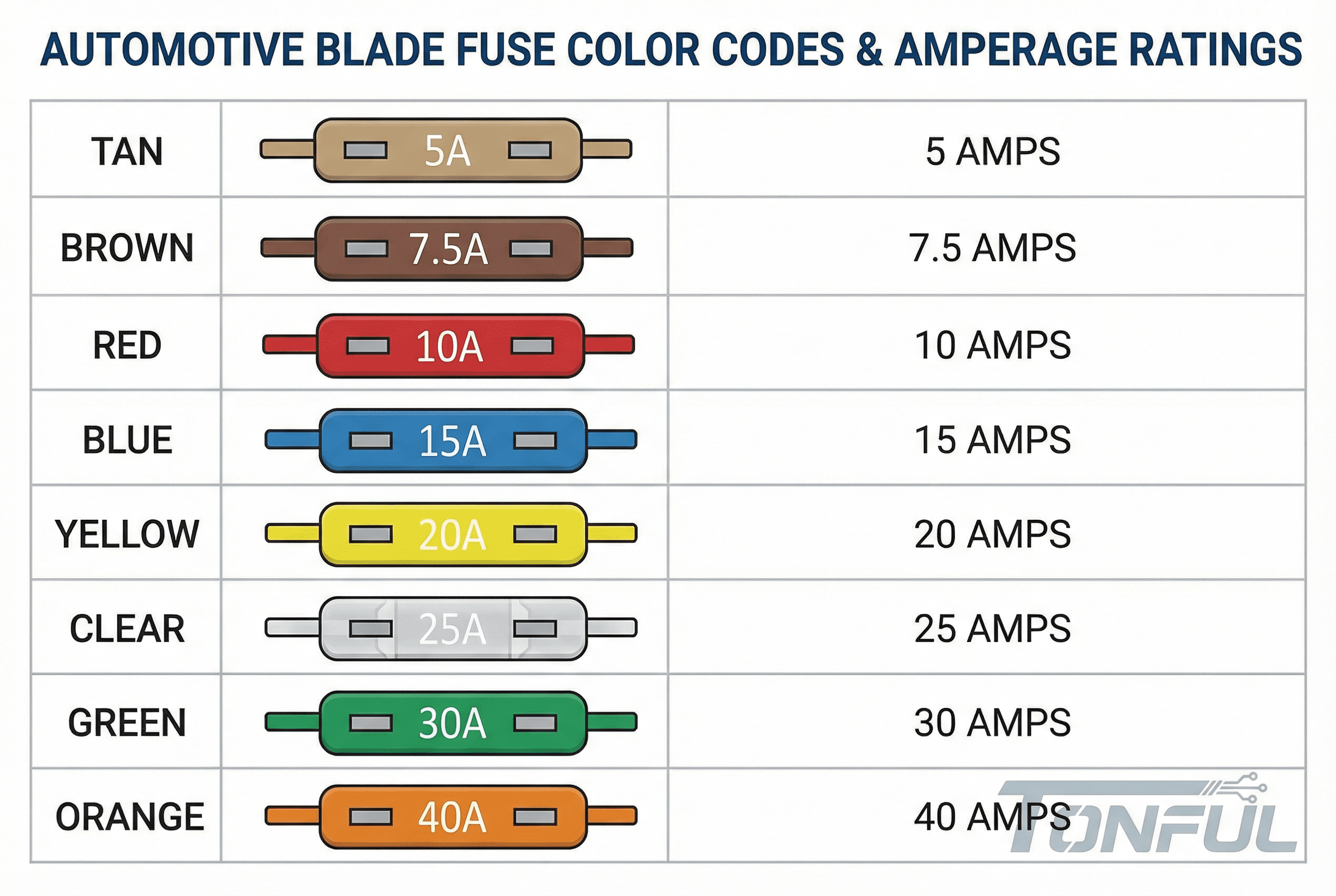 Guide des calibres et des codes couleurs des fusibles à lames ...